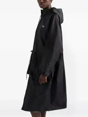 Prada Re-nylon Waterproof Parka With Drawstring Waist And Hood