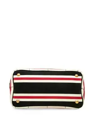 Prada 2013-2026 Small Canvas Canapa Logo Stripes Tote Satchel - Black