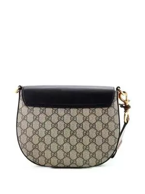 Gucci Padlock Saddle Shoulder Bag In Gg Coated Canvas And Leather