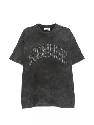 Gcds Stud-embellished Acid-wash T-shirt - Grey