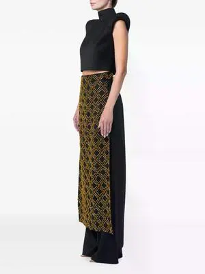 M.MARQUISE Tana Embroidered Wool Maxi Overskirt