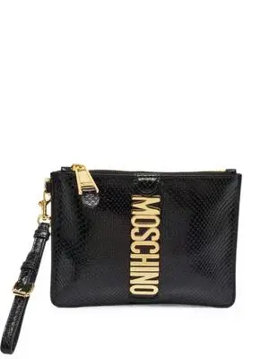 Moschino Plaque Snake-effect Clutch Bag