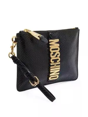 Moschino Plaque Snake-effect Clutch Bag