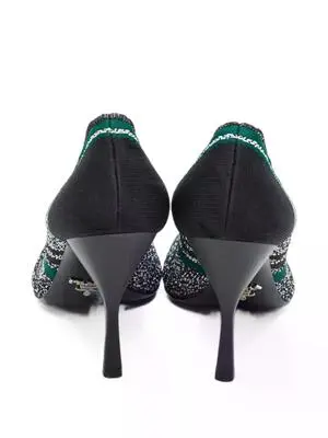 Prada Stretch-knit Graphic Pattern Pointed Toe Stiletto Heel Pumps