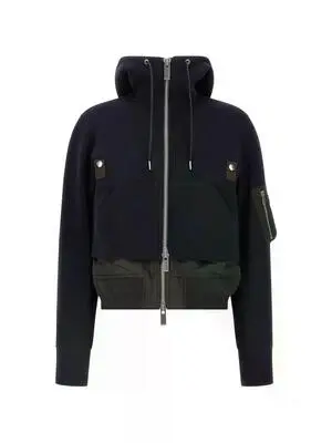 Sacai Sponge Double-layer Hoodie With Drawstring Hood And Two-way Zip Fastening
