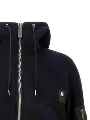 Sacai Sponge Double-layer Hoodie With Drawstring Hood And Two-way Zip Fastening
