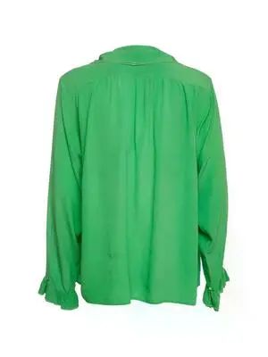 Victoria Beckham Crepe Ruffled Long Sleeve Blouse