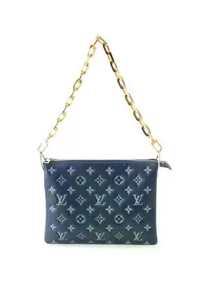 LOUIS VUITTON 2021-2026 Monogram Embossed Denim Lambskin Coussin Pm Satchel - Blue