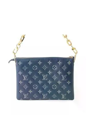 LOUIS VUITTON 2021-2026 Monogram Embossed Denim Lambskin Coussin Pm Satchel - Blue