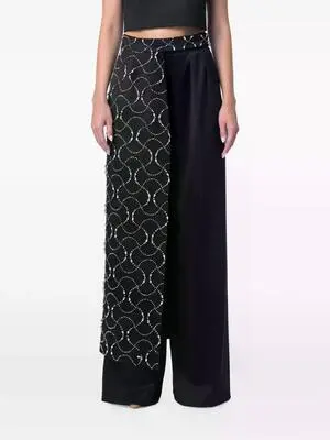 M.MARQUISE Meda Crystal-embellished Wool Maxi Overskirt - Black