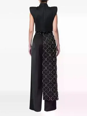 M.MARQUISE Meda Crystal-embellished Wool Maxi Overskirt