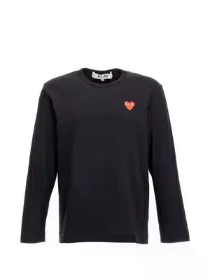 Play Comme Des Garcon Heart-patch Long-sleeve T-shirt - Black