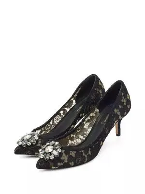 Dolce & Gabbana Bellucci Crystal-embellished Lace Pumps - Black