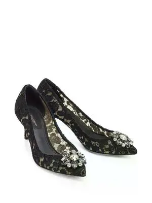 Dolce & Gabbana Bellucci Crystal-embellished Lace Pumps - Black