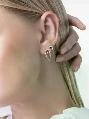 EDEN PRESLEY Peacock Sapphire And Diamond Stud Earrings