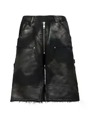 FILTH Waxed-finish Frayed-edge Shorts - Black