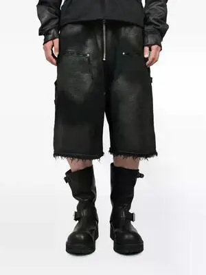 FILTH Waxed-finish Frayed-edge Shorts