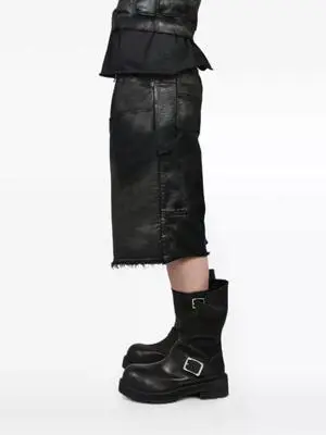 FILTH Waxed-finish Frayed-edge Shorts