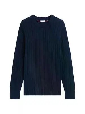 Tommy Hilfiger Basket-weave Crew-neck Sweater - Blue