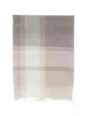 D'ANIELLO Egina Check-pattern Fringed Scarf - Neutrals