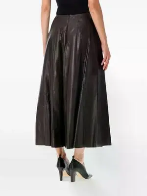 ARMA Leather Pleated Midi Skirt