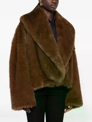 B&B COUTURE Shawl Collar Faux Fur Coat