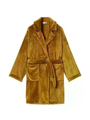 TWINSET Faux Fur Belted Dressing Gown - Yellow