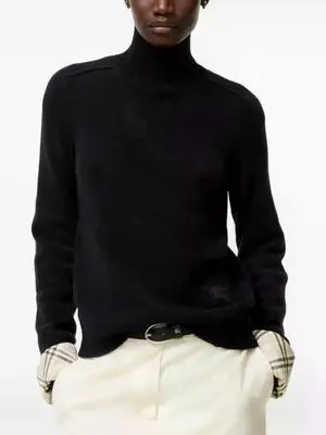 Burberry Cashmere Turtleneck Sweater With Knight Motif - Black