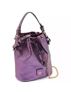 TOM FORD Metallic Leather Drawstring Bucket Bag