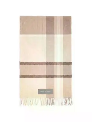 PIQUADRO Check-pattern Fringed Scarf