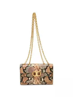 Tory Burch Gemini Python-embossed Shoulder Bag - Neutrals