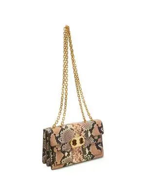 Tory Burch Gemini Python-embossed Shoulder Bag - Neutrals