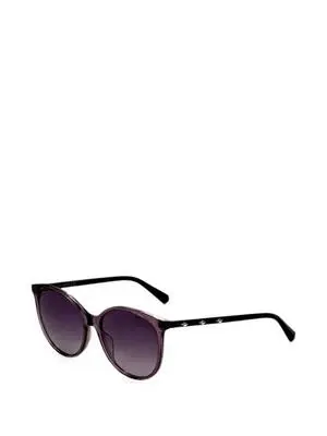 SWAROVSKI Embellished Round Frame Sunglasses - Black