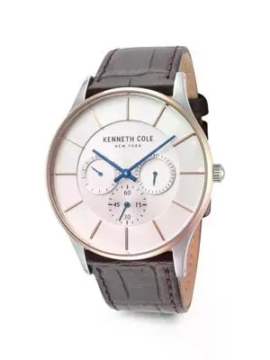 KENNETH COLE Croc-effect Leather 42mm Watch - White