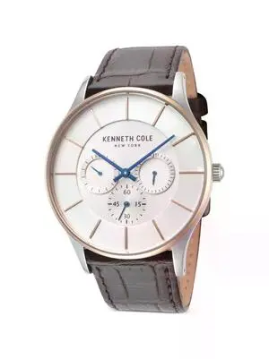 KENNETH COLE Croc-effect Leather Strap Chronograph Watch - White