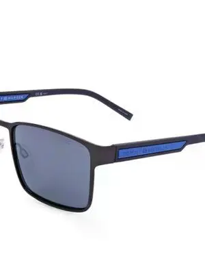 Tommy Hilfiger Matte-finish Rectangle-frame Sunglasses - Black