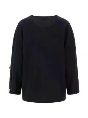 Max Mara V-neck Top With Button Detail - Blue