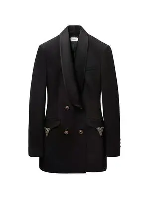 Versace Double-breasted Wool Blazer With Embellished Pockets
