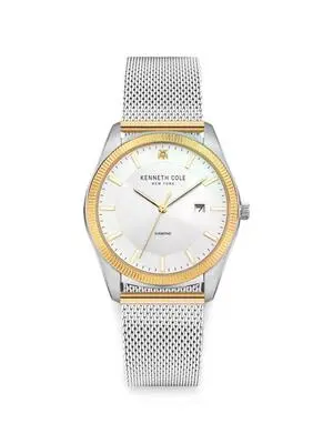 KENNETH COLE Classic Mesh-strap 41mm Watch - Silver