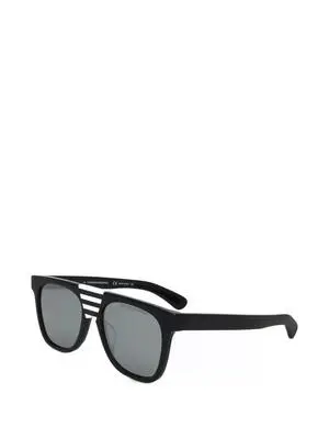 Calvin Klein Striped-bridge Square-frame Sunglasses - Black