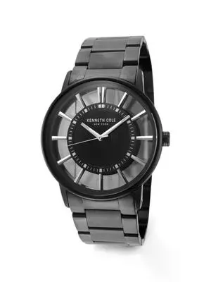 KENNETH COLE Transparent Dial Link Bracelet 43.5mm Watch - Black