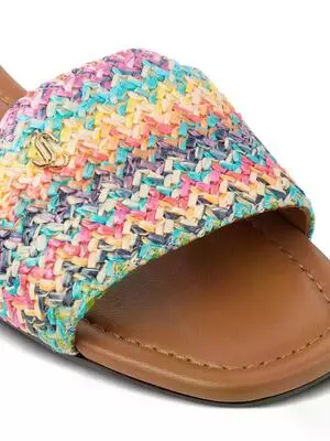 JIMMY CHOO Dina Chevron Raffia Flat Mule Sandals