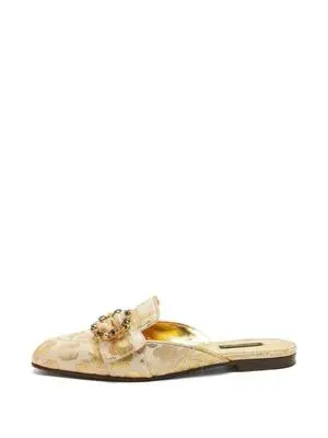 Dolce & Gabbana Flat Mules With Crystal Embellishment