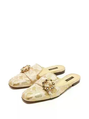 Dolce & Gabbana Flat Mules With Crystal Embellishment
