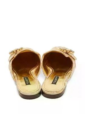 Dolce & Gabbana Flat Mules With Crystal Embellishment