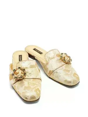 Dolce & Gabbana Flat Mules With Crystal Embellishment