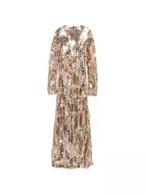 Rabanne Sequin Embellished Long Sleeve Maxi Dress