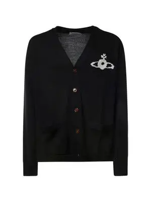VIVIENNE WESTWOOD Alex Orb-motif V-neck Cardigan - Black