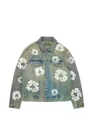 DENIM TEARS Floral Print Button-up Denim Jacket