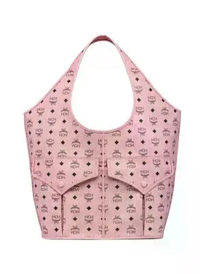 Mcm Visetos Print Tote Bag With Pocket Detail Pink